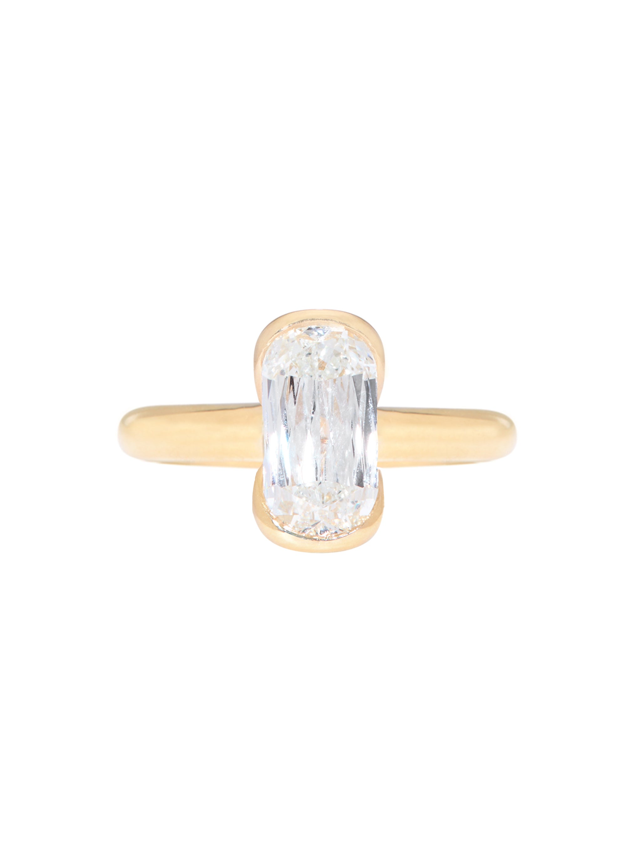 2 Carat Elongated Cushion Partial Bezel Ring – Emily Warden Designs